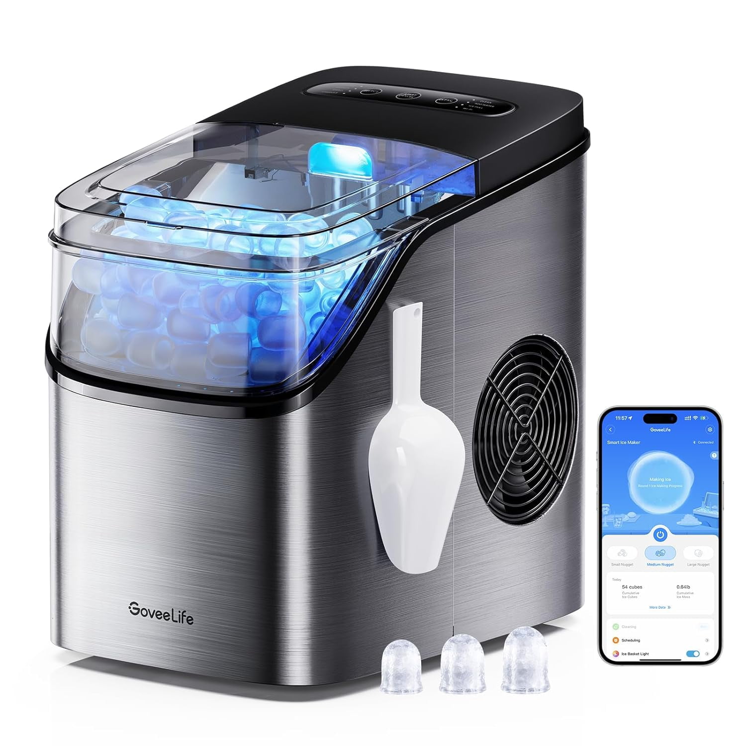 Smart Ice Maker Countertop Portable Ice Machine with Voice Control 9 ...