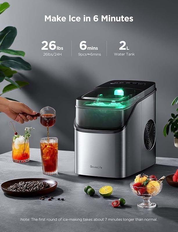 Smart Ice Maker Countertop, Portable Ice Machine with Voice Control, 9 ...