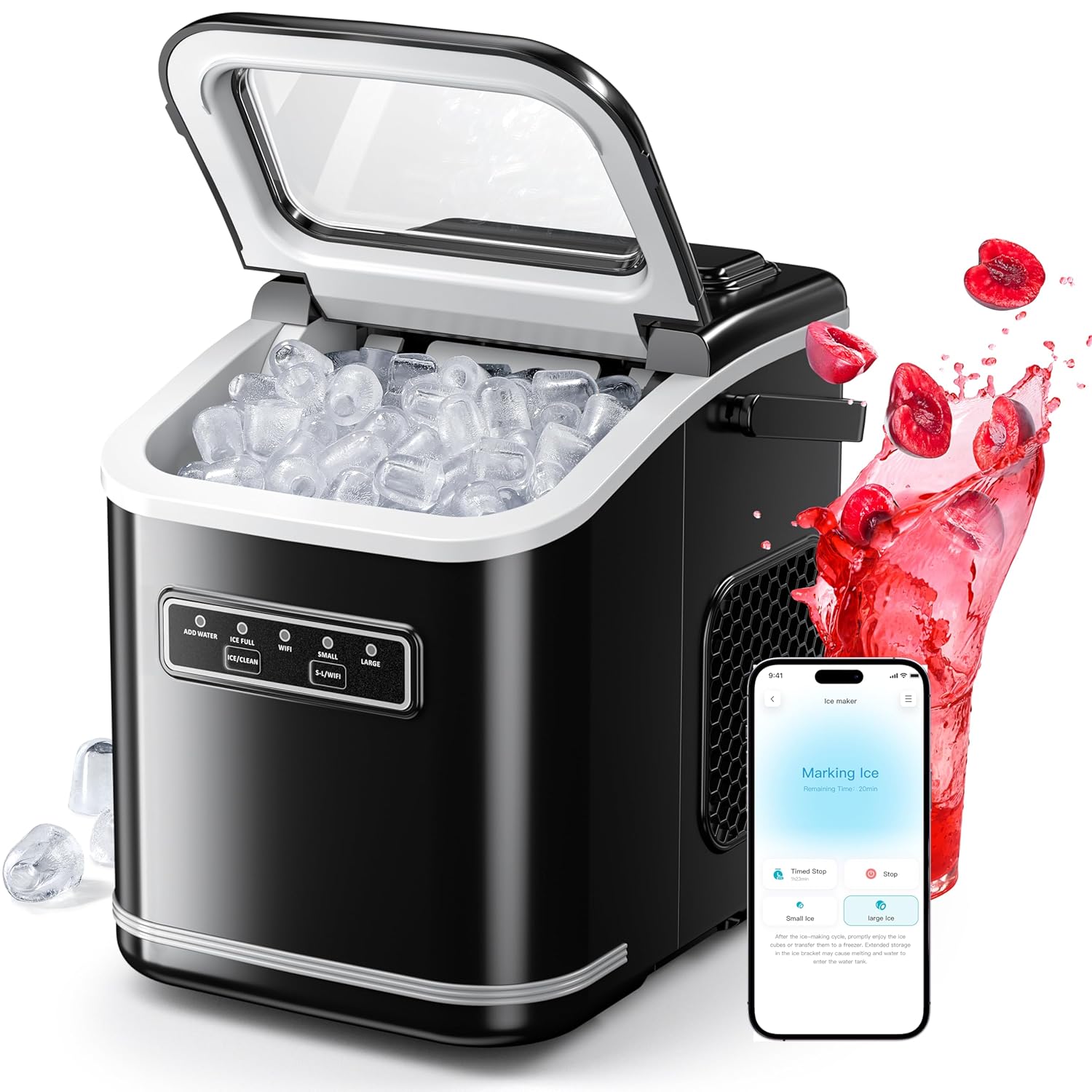 Smart Ice Maker, Portable Ice Makers Countertop with App Remote & Voice ...