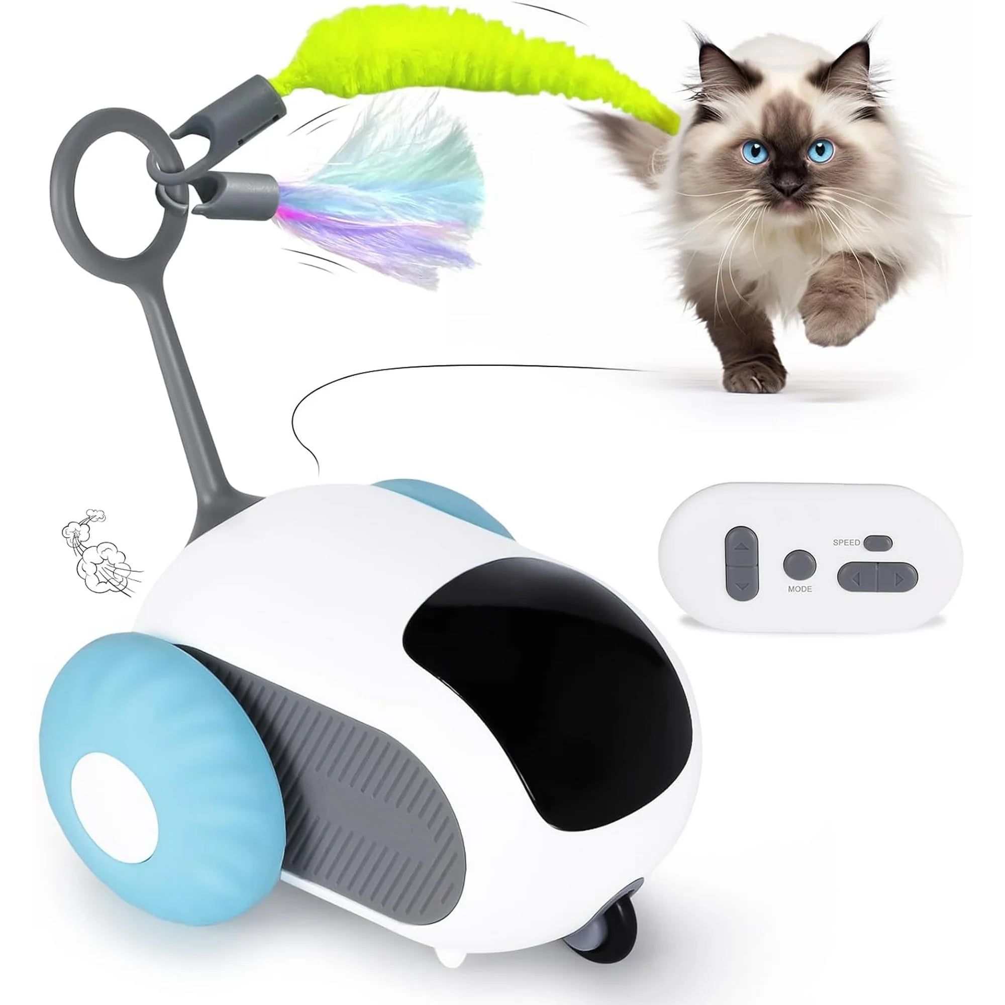 Interactive Cat Toy,Cat Toys for Indoor Cats with 2-Speed Adjustment ...