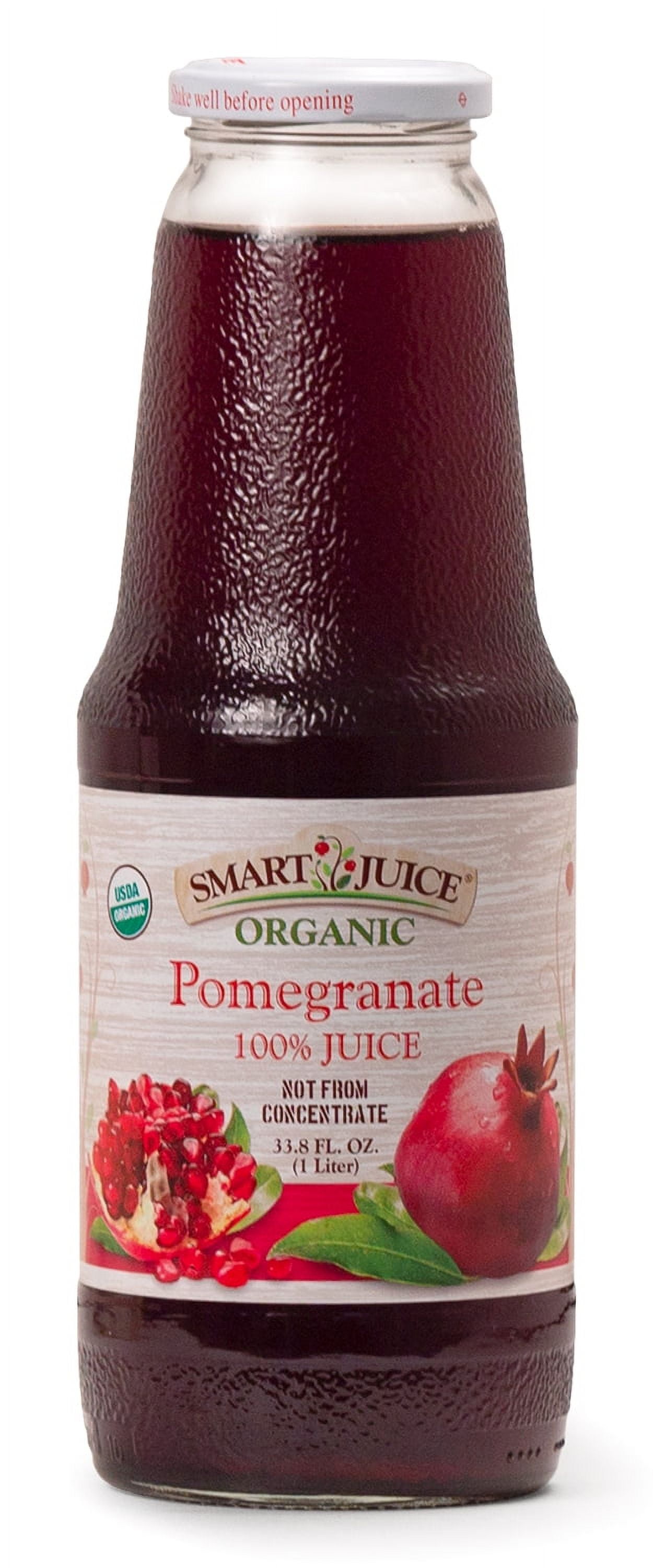Smart Juice Organic Pomegranate Juice, 33.8 fl oz (1L), Pack of 6, Not ...