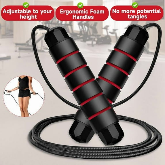 Smart Jump Rope Quick-Adjust Ball-Bearing Tangle-Free Ergo Grips Fast ...