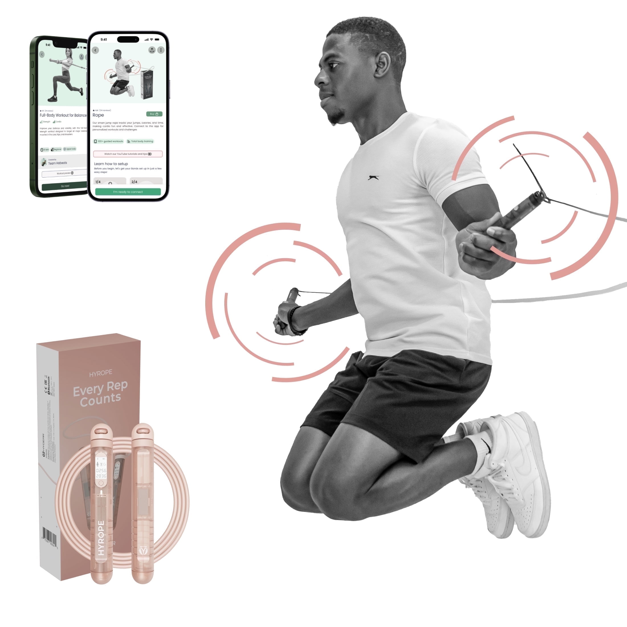 Rose Hygear Smart Jump Rope with Performance Tracker & Free Fitness App ...