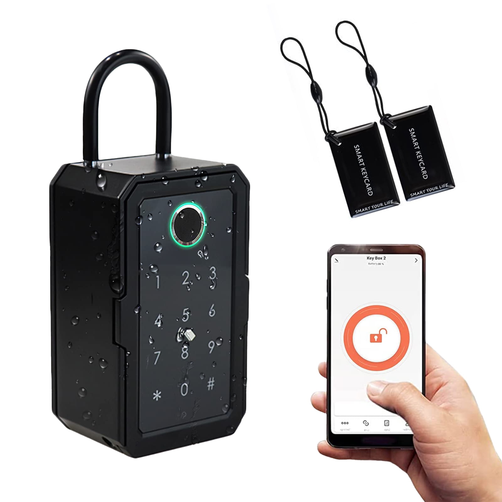 Bluetooth Smart Key Lock Box with APP & Fingerprint Control, Wall ...