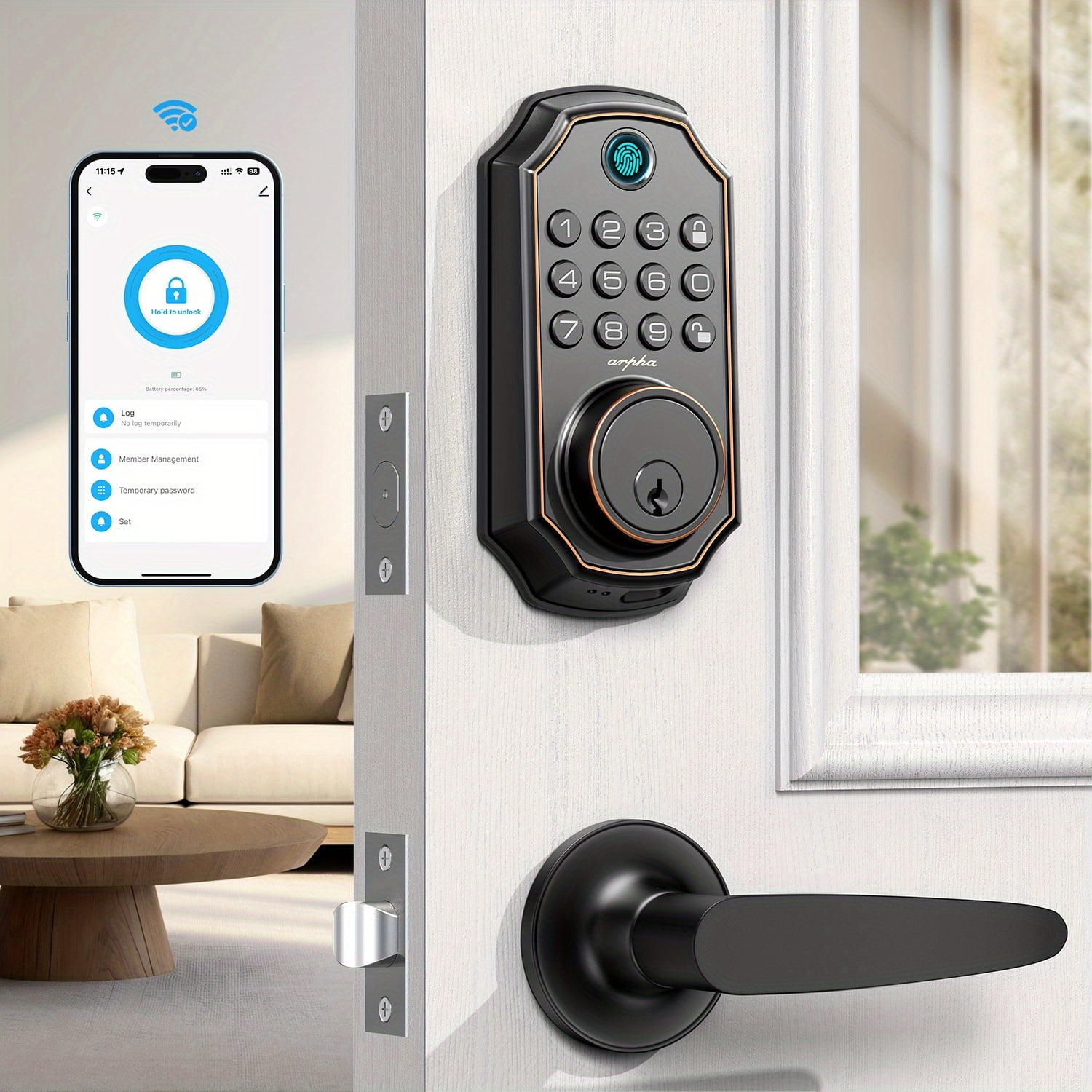 Smart Keyless Entry Door Lock: Fingerprint, Keypad, 2 Keys, 50 Codes ...