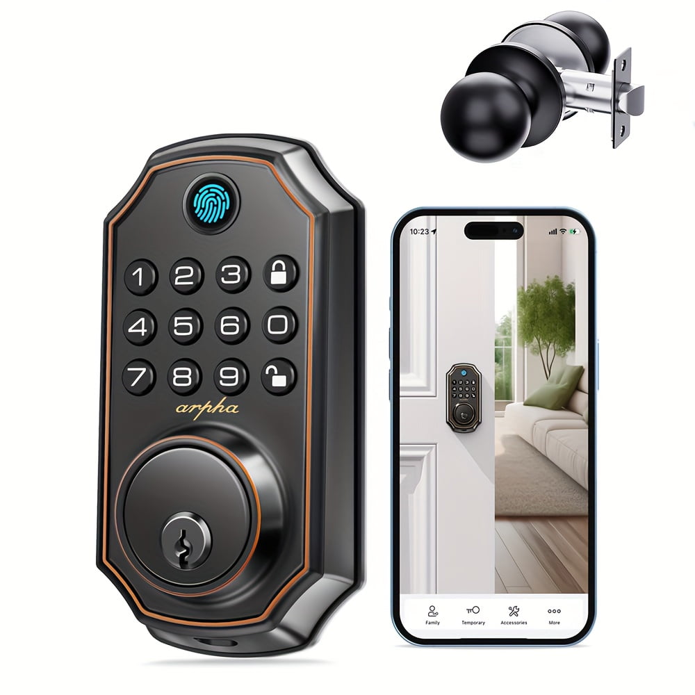 Smart Keyless Entry Door Lock: Fingerprint, Keypad, 2 Keys, 50 Codes ...