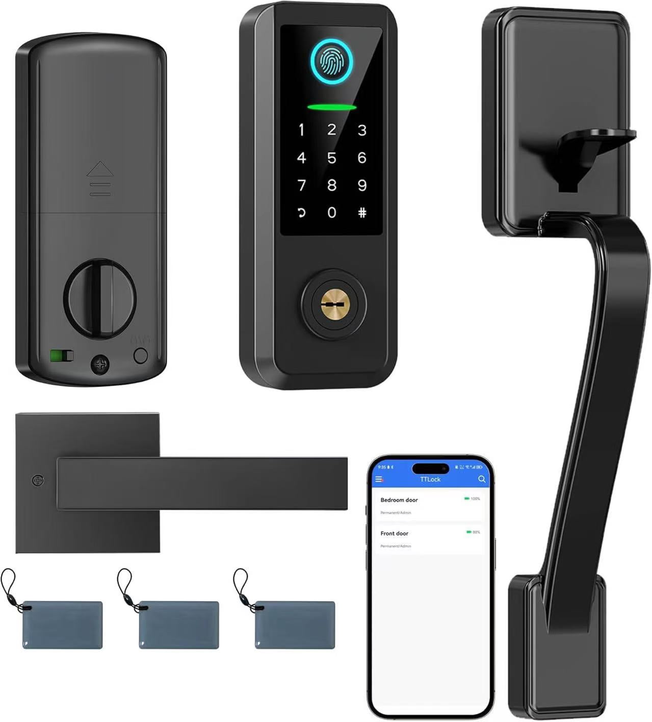 Smart Keyless Entry Door Lock with Handle – Bluetooth Front Door ...