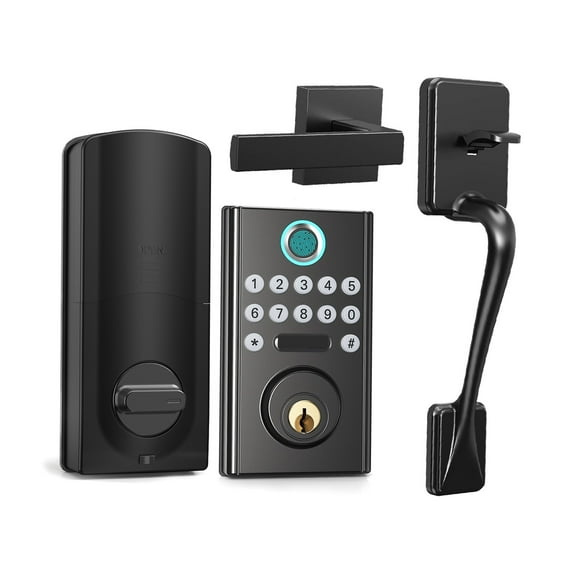 Smart Keyless Entry Door lock Pull Handle Set Knob Digital Fingerprint ...