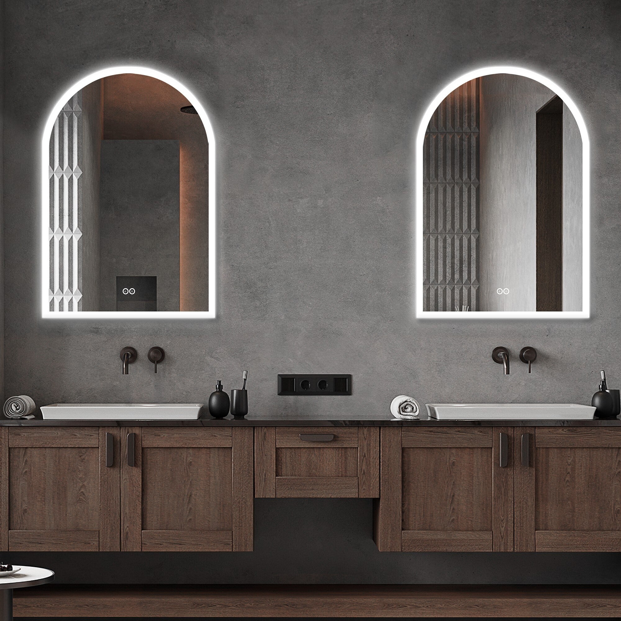 Smart LED Bathroom Fog-free Vanity Arched Mirror 36x24 - Silver ...