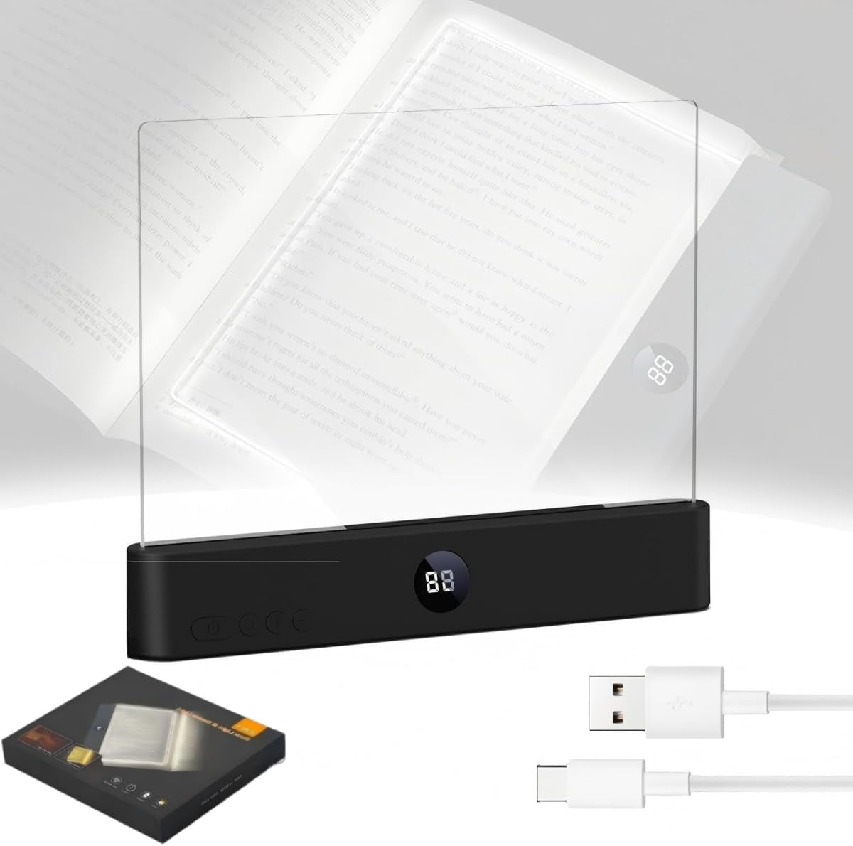 Smart LED Book Light,2026 New Clear Full Page Reading Light ...