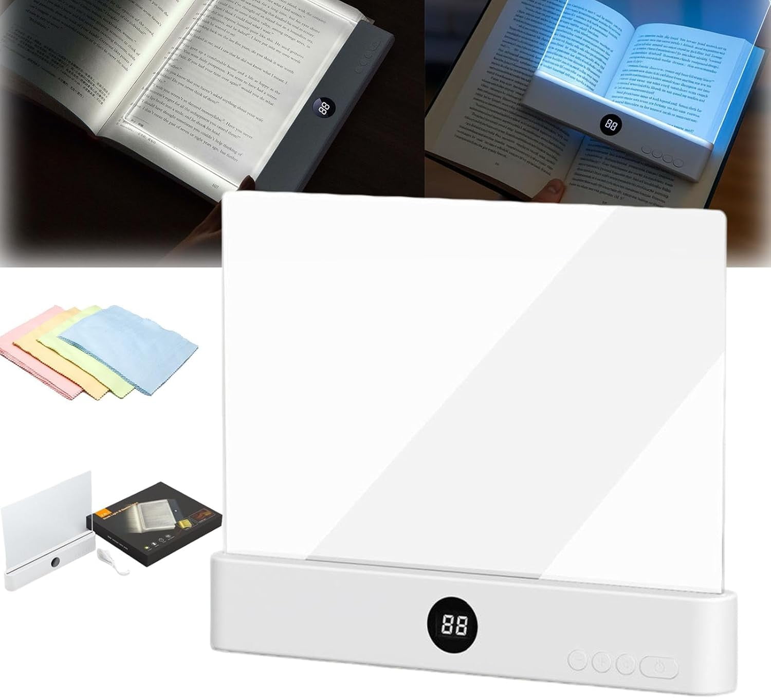 Smart LED Book Light, 2026 New Rechargeable Clear Full Page Reading ...