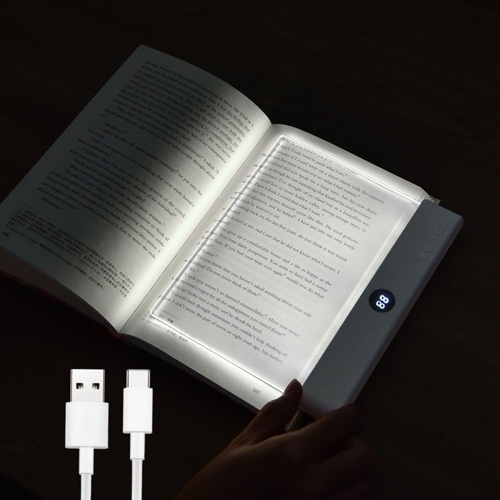 Smart LED Book Light, 2026 New Rechargeable Full-Page Reading Lamp with ...