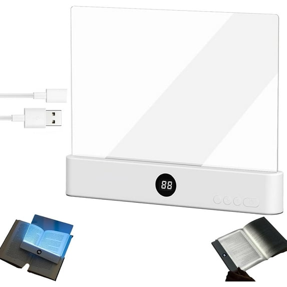 Smart LED Book Light, 2026 New Rechargeable Full-Page Reading Lamp with ...