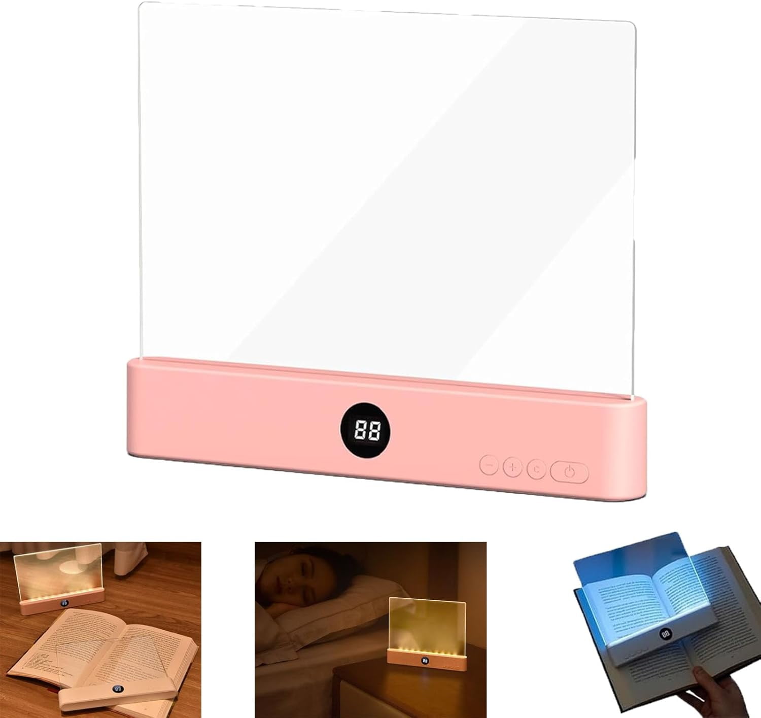 Smart LED Book Light,LED Transparent Reading Light,Rechargeable Flat ...