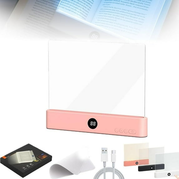Smart LED Book Light, Rechargeable Flat Reading Lamp Clear Full Page ...