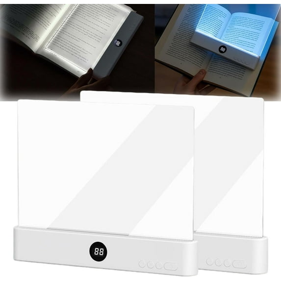 Smart LED Book Light, Rechargeable Full-Page Reading Lamp with 3 Color ...
