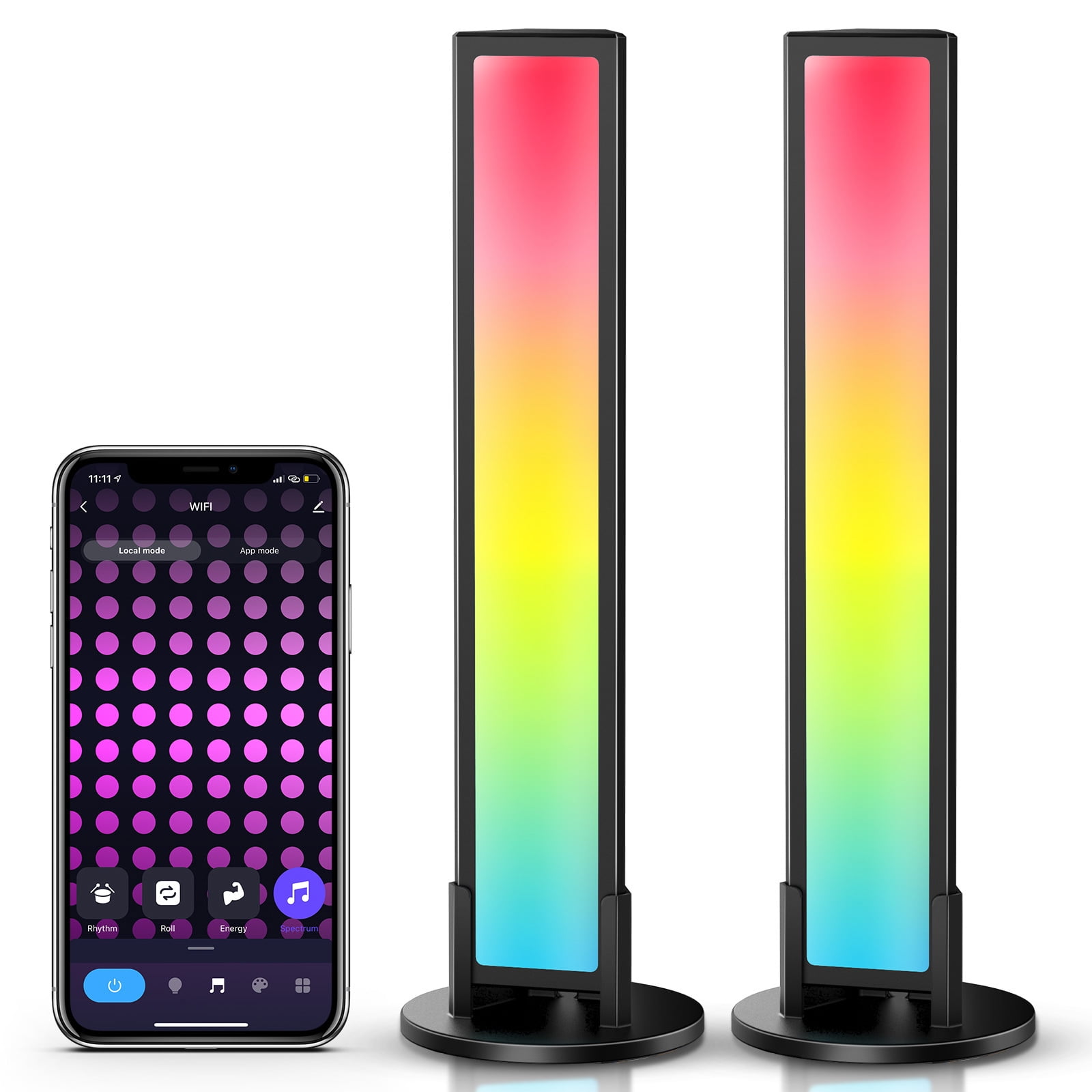 Smart LED Light Bars - 2 Pack RGB Flow Gaming Light Bars with 20 Scene ...
