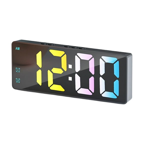 Smart Led Mirror Clock Featuring Dual Alarms And Real Time Temperature ...