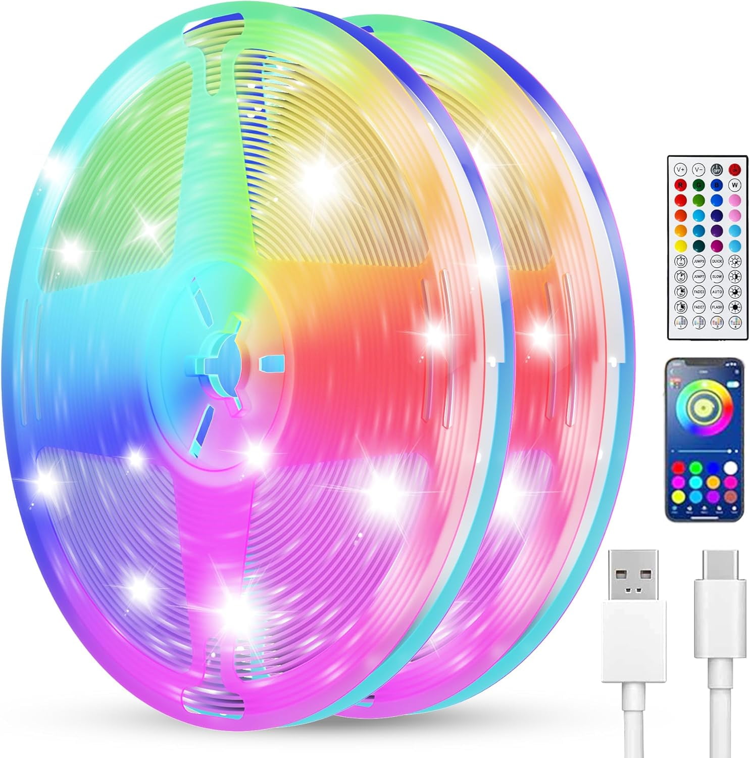 Smart LED Strip Lights 200FT (2 Rolls of 100 ft) for Bedroom App ...