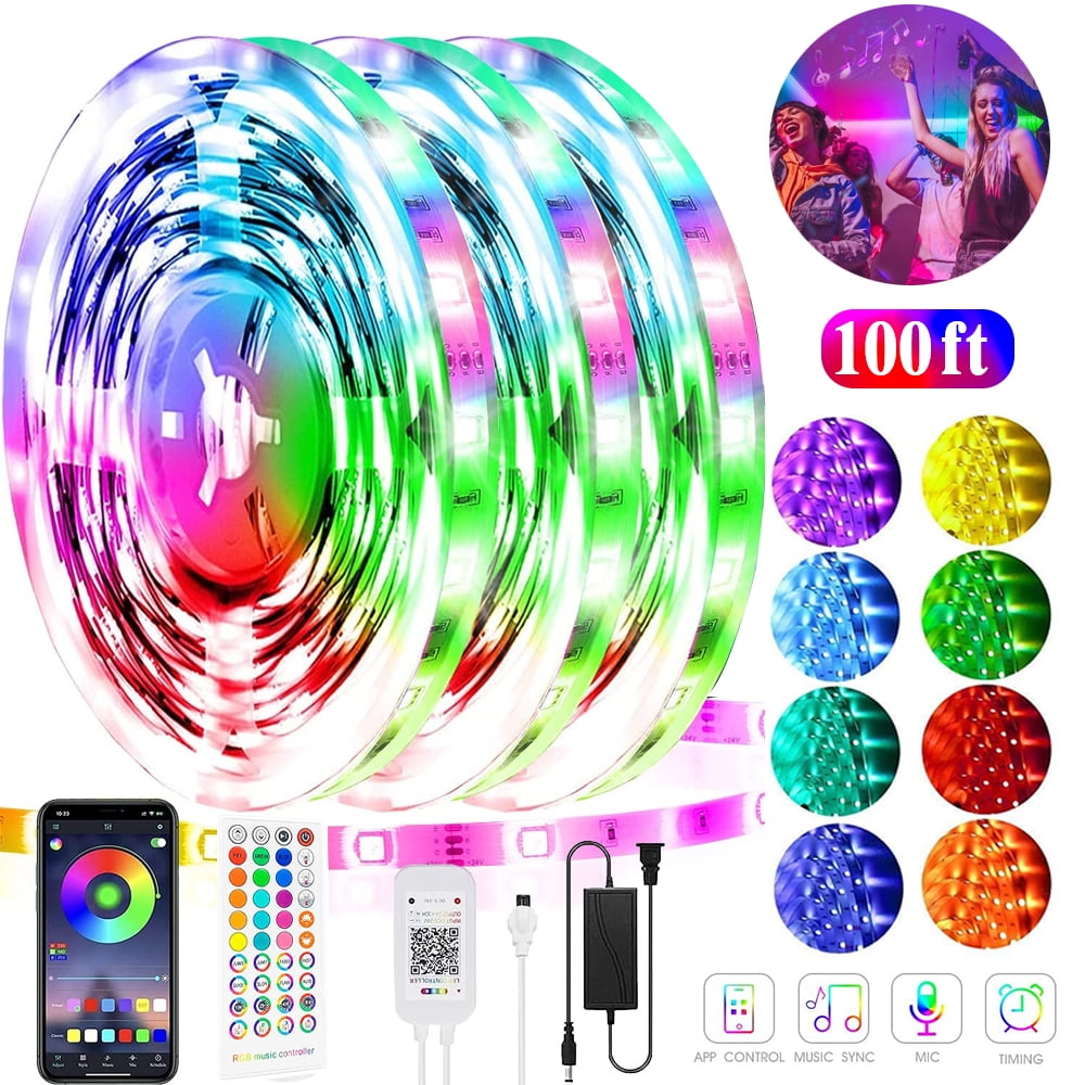 Smart LED Strip Lights for Home 100ft RGB WiFi LED Light Strip with App ...
