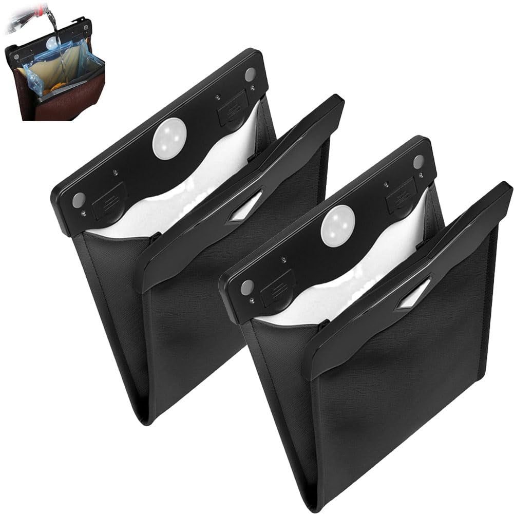 Smart LED Waterproof Car Leather Trash Can, Hanging PU Leather Garbage ...