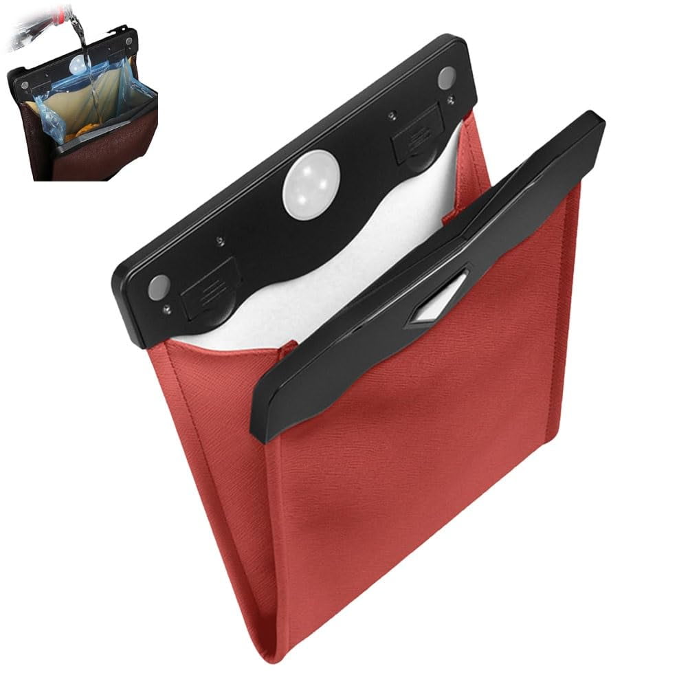 Smart LED Waterproof Car Leather Trash Can, Hanging PU Leather Garbage ...