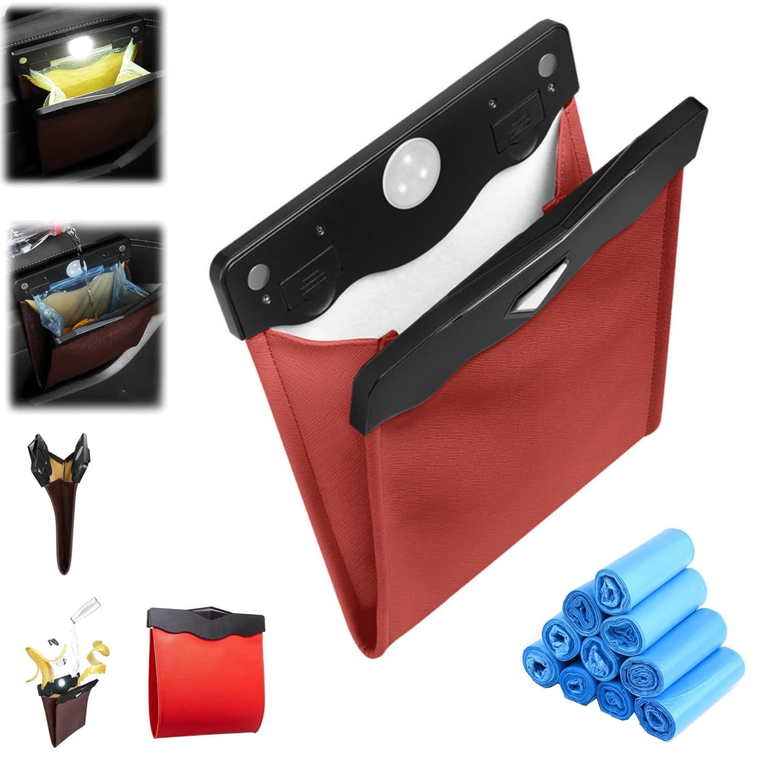 Smart LED Waterproof Car Leather Trash Can, Smart LED Car Trash Can ...