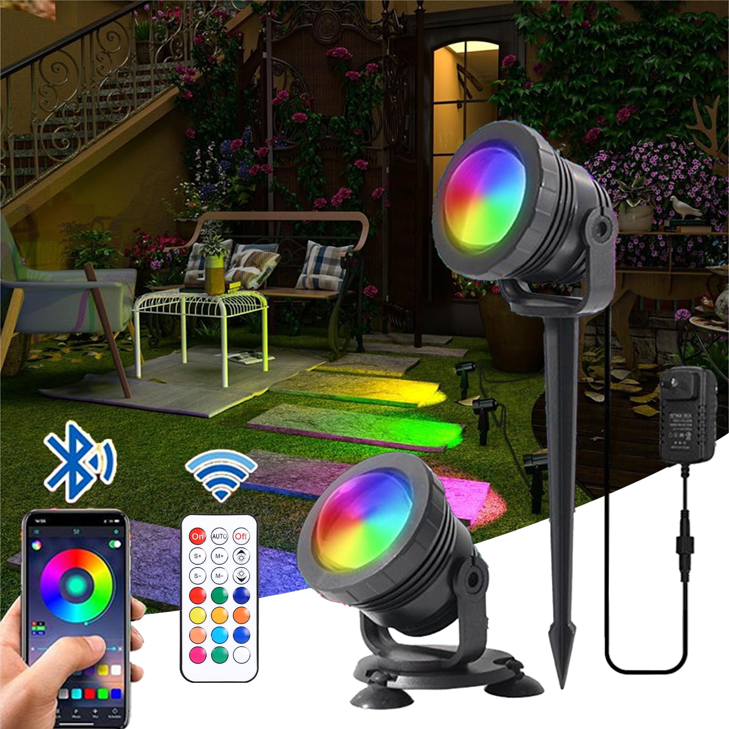 Smart Landscape Lights, Waterproof Color Changing Landscape Spotlight ...