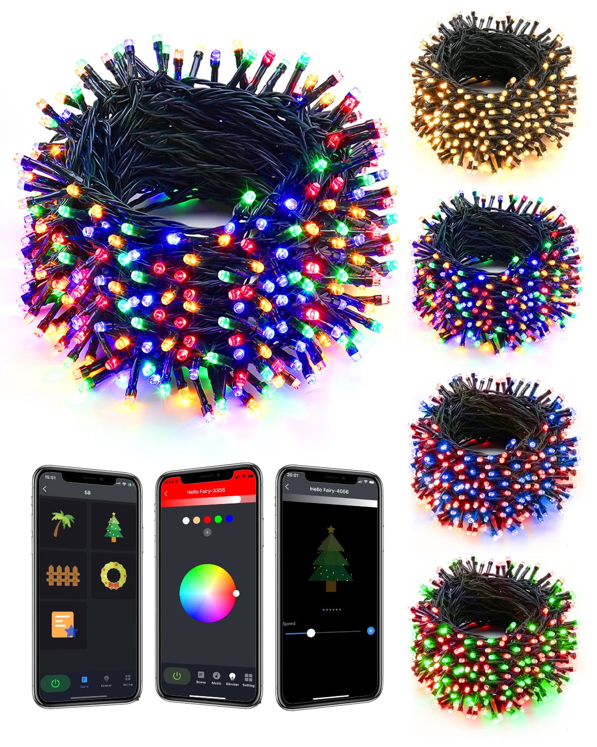 Smart Led Christmas Lights Outdoor Waterproof, 164FT 500LED RGB ...