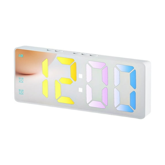 Smart Led Mirror Clock Featuring Dual Alarms And Real Time Temperature ...