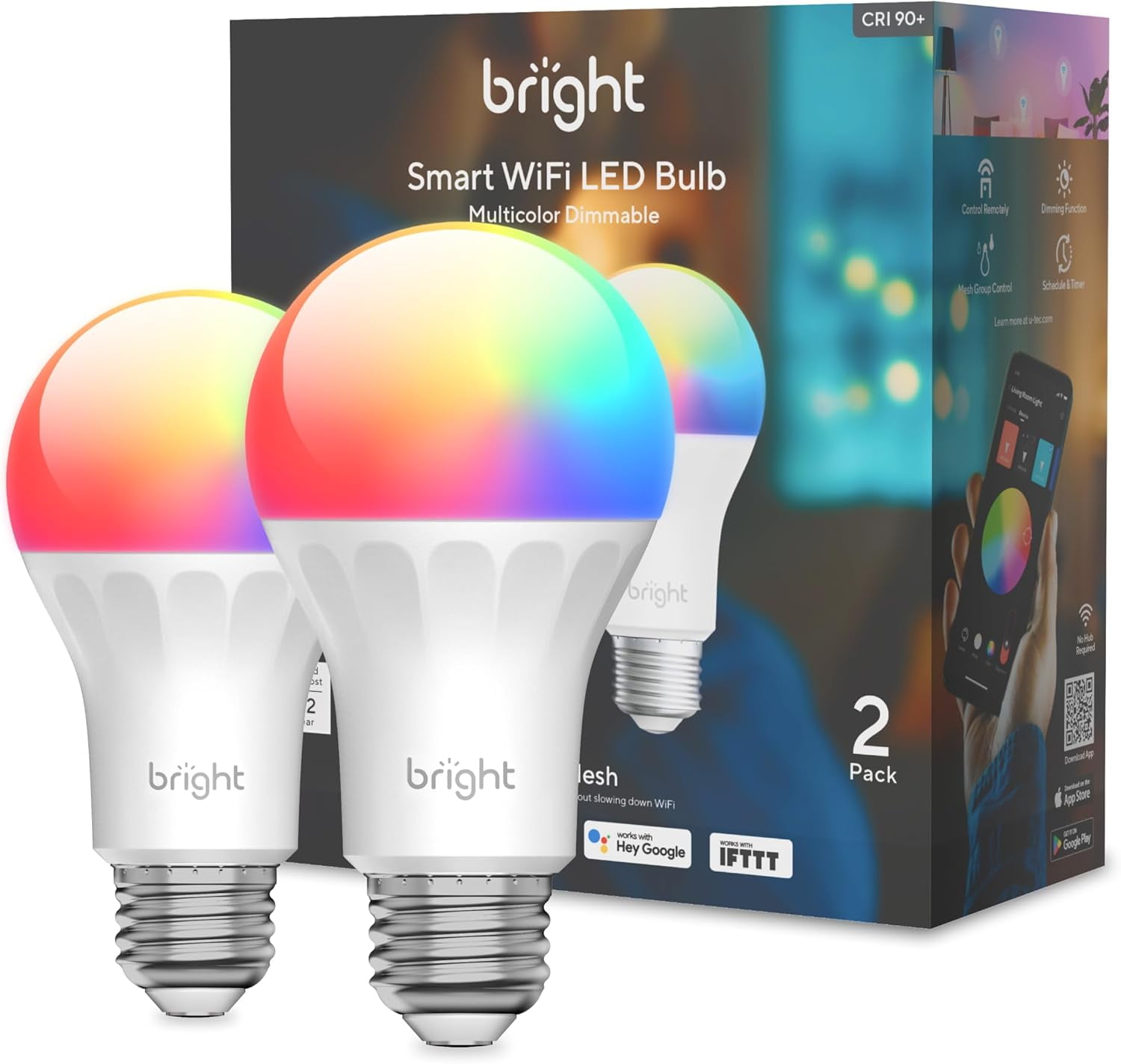 Smart Light Bulbs, 1100 Lumen, 90+CRI WiFi Mesh & Bluetooth Color ...