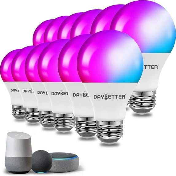 DAYBETTER Smart Light Bulbs, 9W RGBW Dimmable, Alexa Compatible, A19 ...