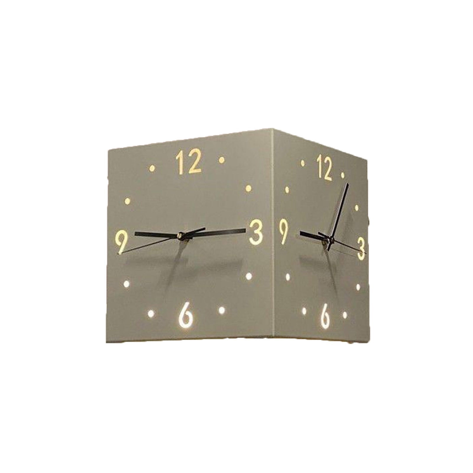 Smart Light-Sensing Corner Wall Clock - Dual-Panel Glow Night Display ...