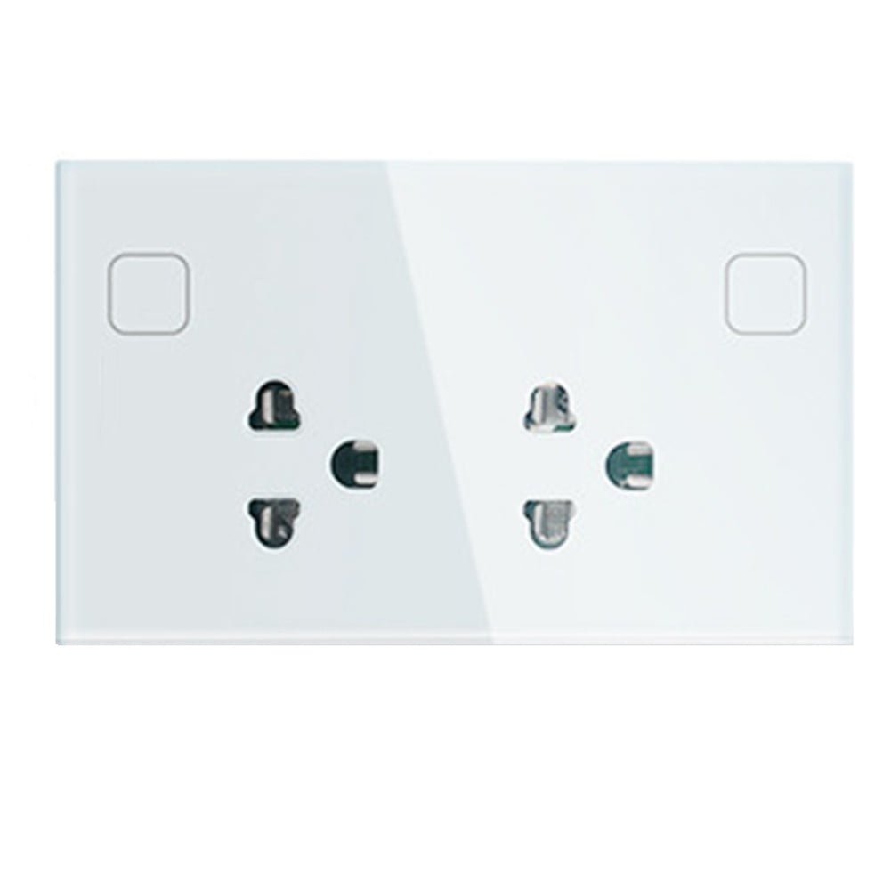Smart Light Switch,WIFI Double Socket Glass Panel Power Point Wall ...
