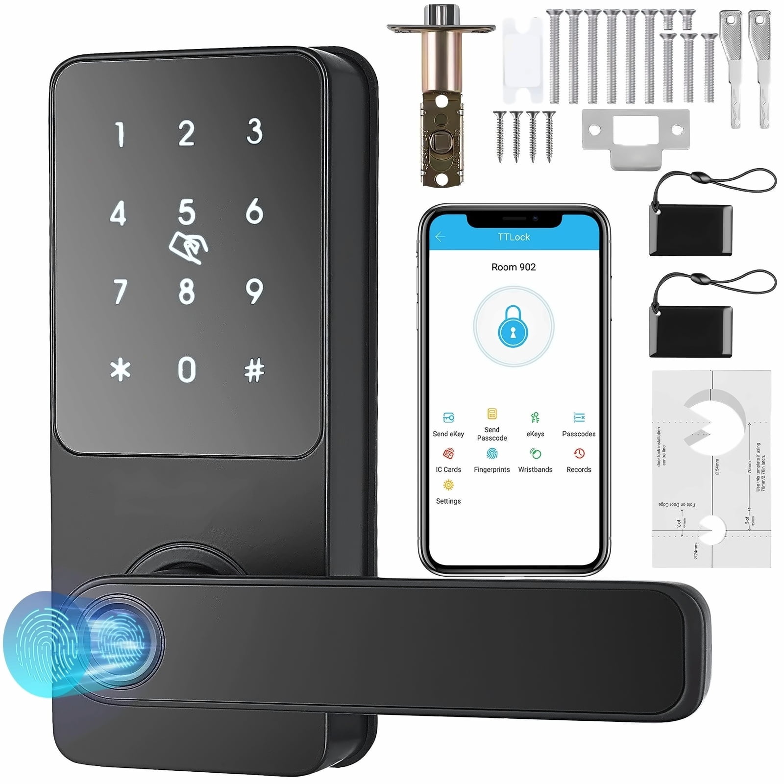 Smart Lock 5-in-1, Fingerprint Door Lock with App Control, Keyless ...