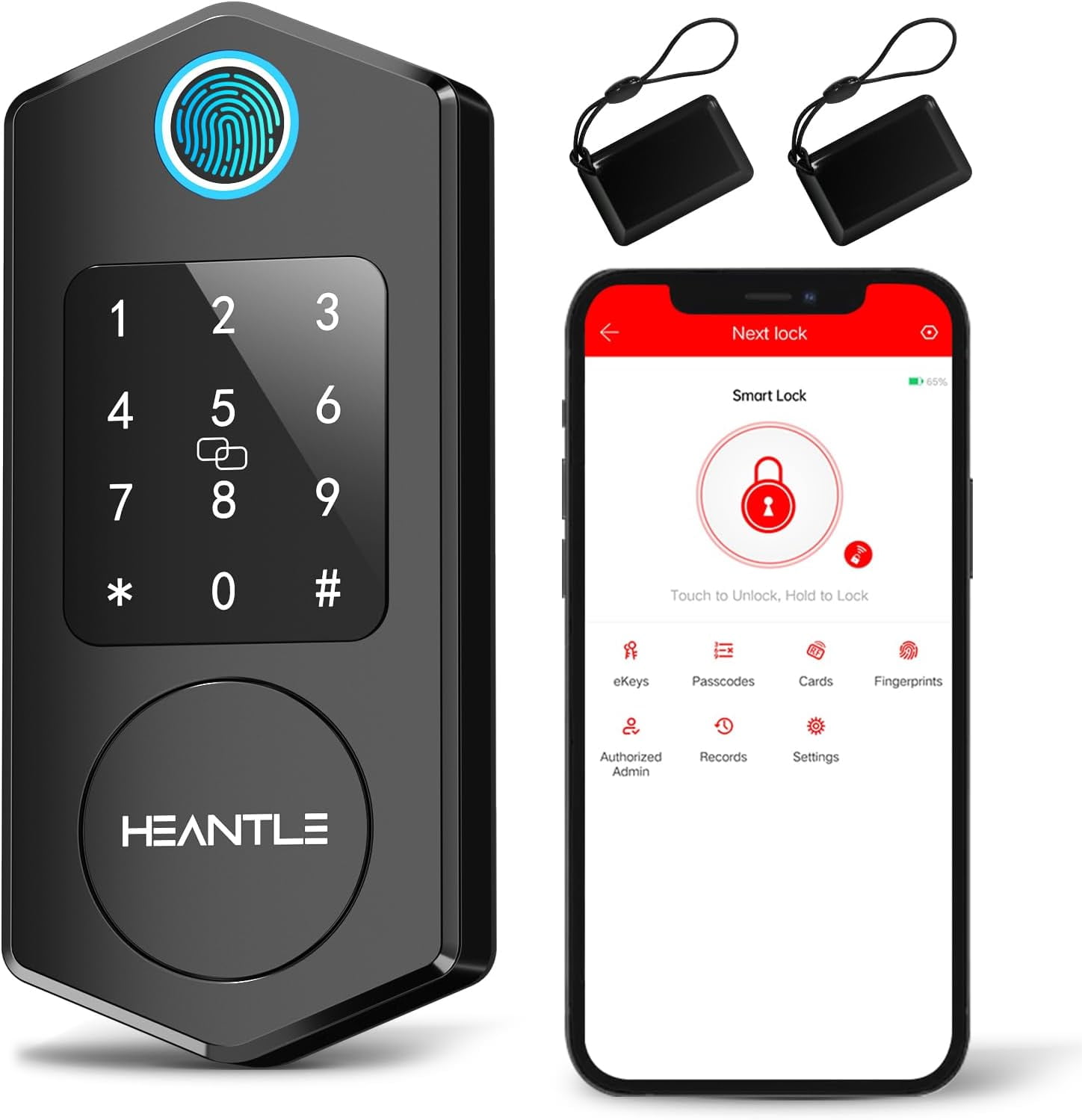 HEANTLE Smart Door Lock: Fingerprint, WiFi, Bluetooth, Keypad & IC Fob ...