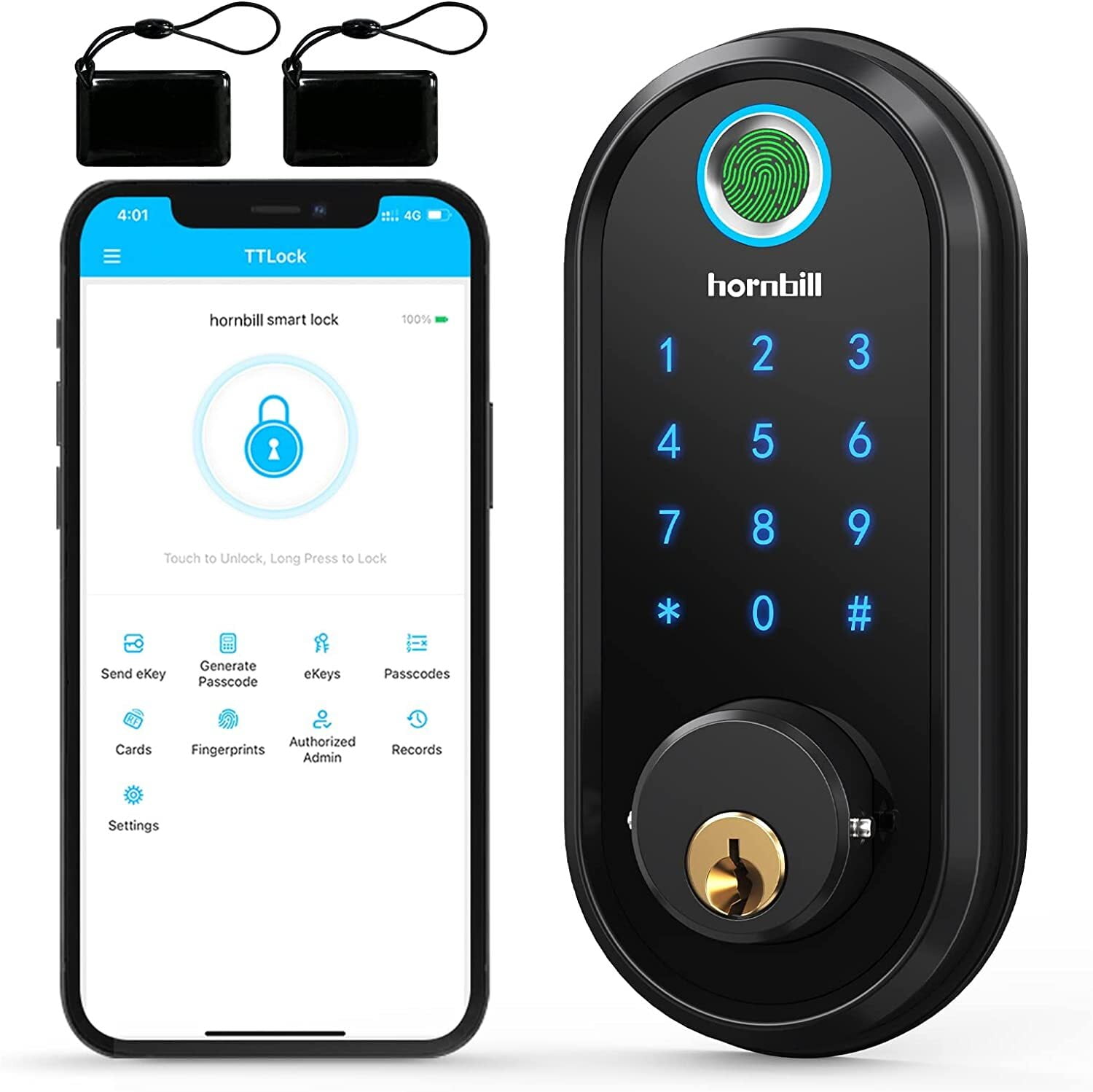 Hornbill Smart Lock - Electronic Deadbolt with Keypad, Bluetooth ...