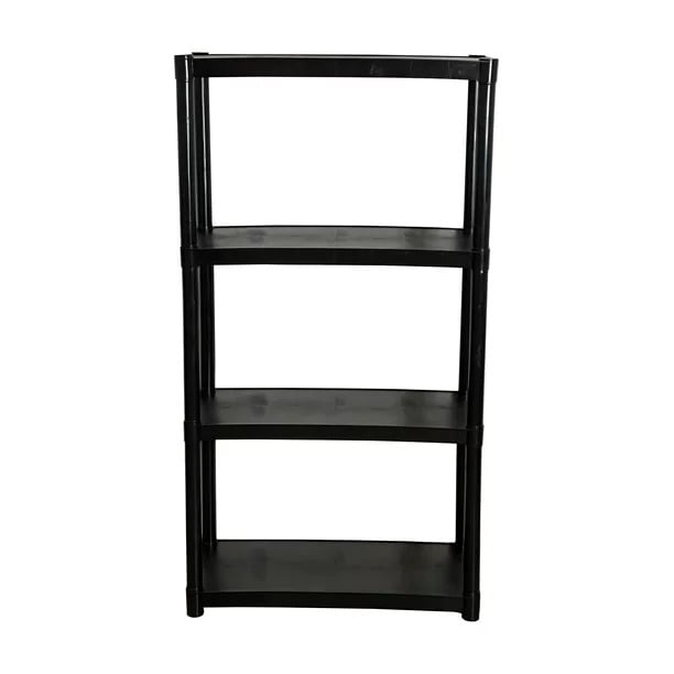 Smart Made - 4 Tier Black Plastic Shelving Utility Unit - Walmart.com