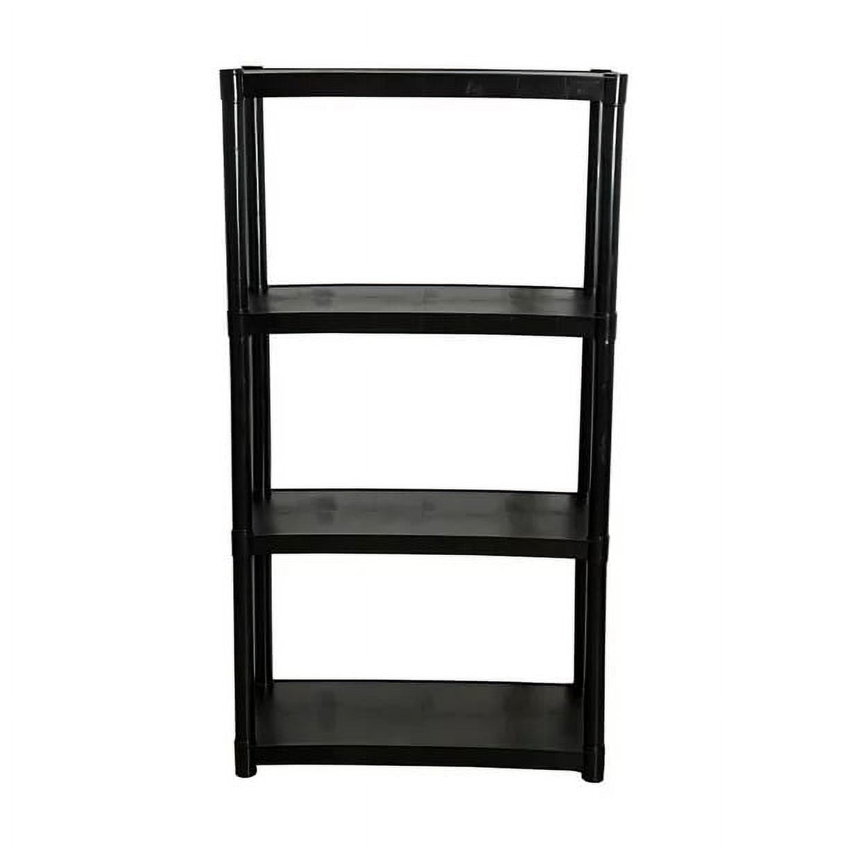 SmartMade 4-Tier Black Plastic Shelving Unit, Heavy Duty Storage, Easy ...