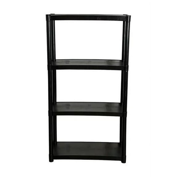 SmartMade 4-Tier Black Plastic Shelving Unit, Heavy Duty Storage, Easy ...