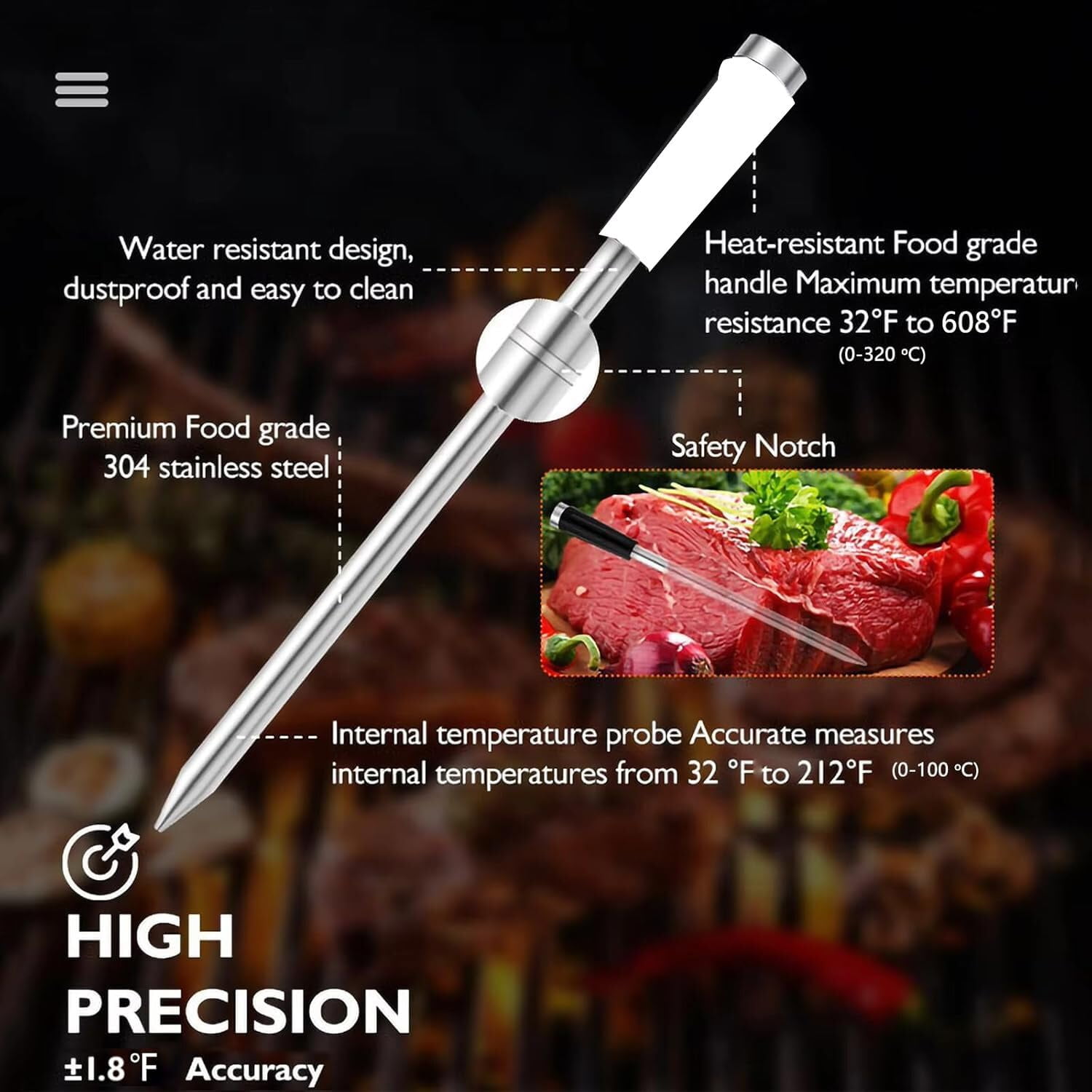 Smart Meat Thermometer 656FT Remote Range Digital Cooking Food ...