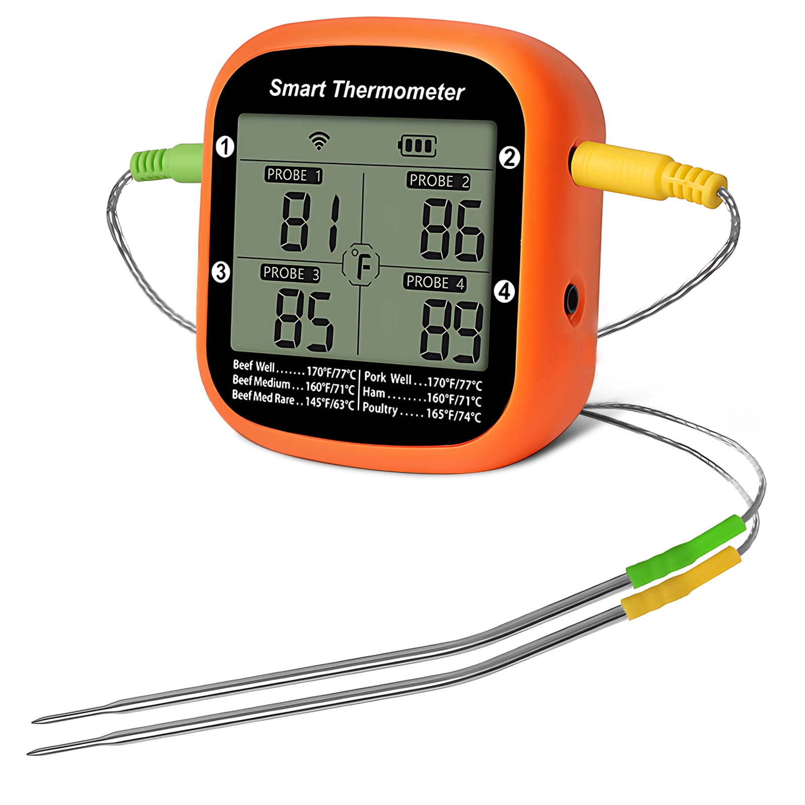 Smart Meat Thermometer Digital Wireless with Dual Probes Instant Read ...