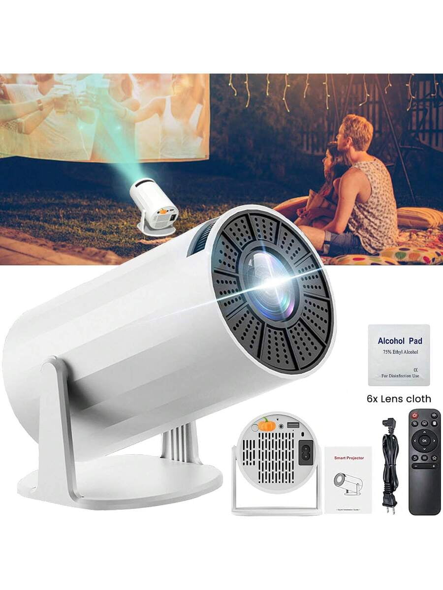 Smart Mini Projector with WiFi 6 Bluetooth 4K Support, 180° Rotatable ...