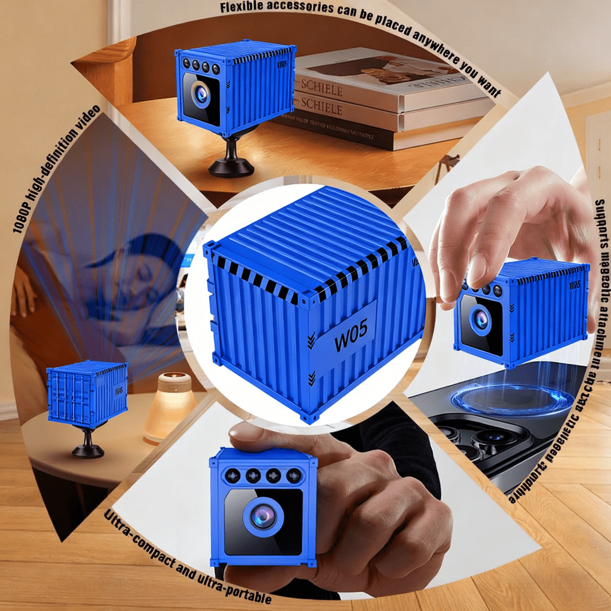 Smart Mini Wireless Security Camera, 1080P HD WiFi Monitor with AI ...