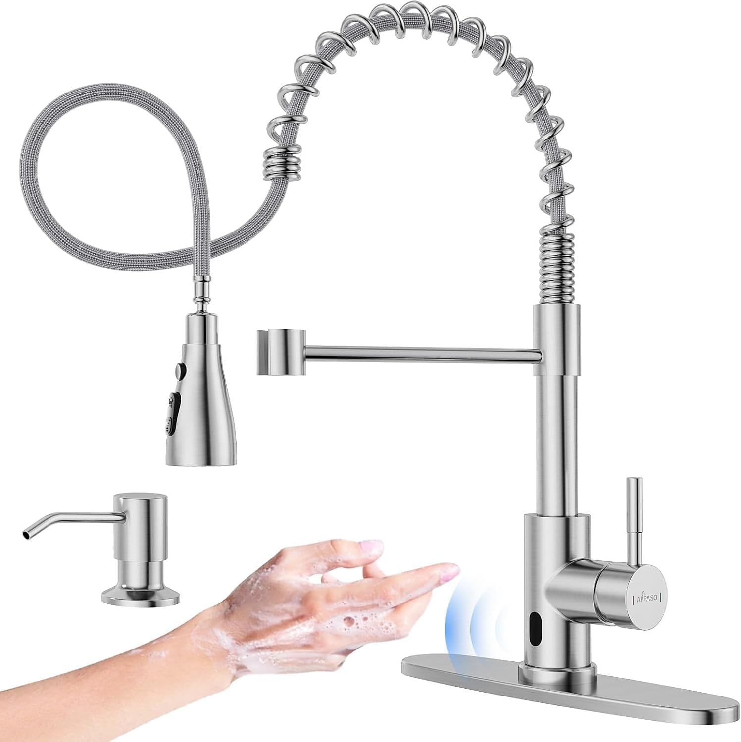 Smart Motion Sensor Kitchen Faucet with Pull Down Sprayer, Touchless ...