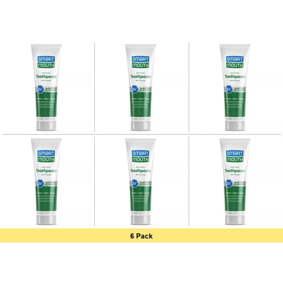 Smart Mouth Premium Clean Mint Toothpaste 6 oz. Tube - 6 Pack Bundle ...