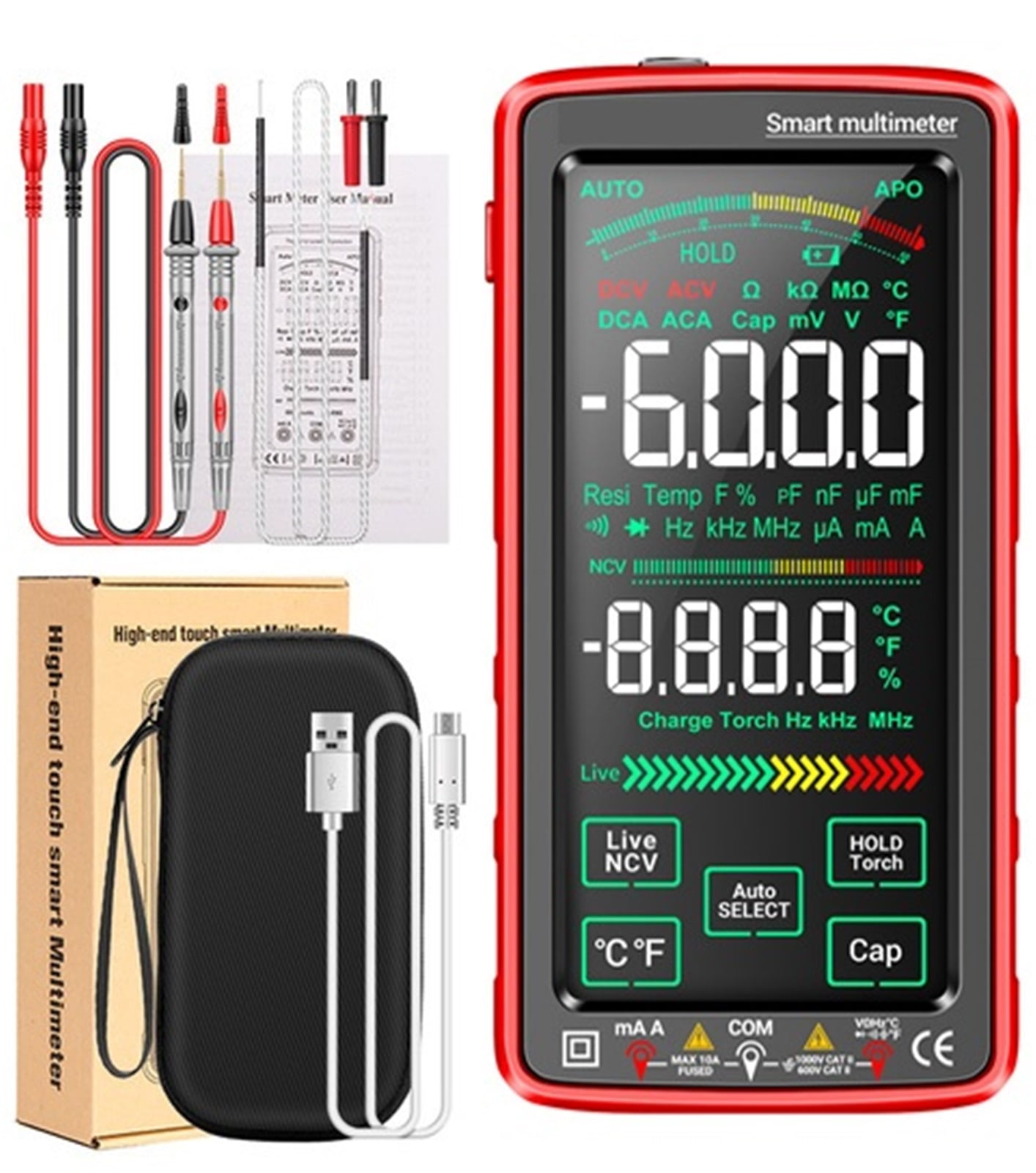 Smart Multimeter High-end Touch 6000 Counts Multimetro Test ...