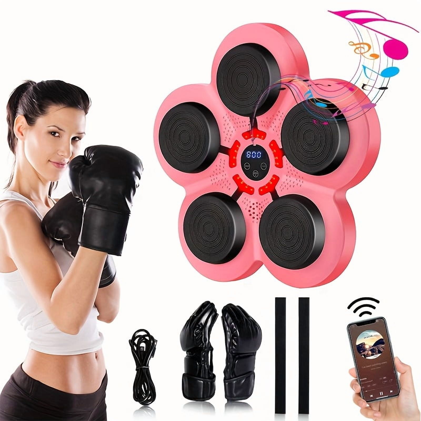Smart Music Boxing Trainer Kit for Adults - USB Powered, Wall-Mounted with Gloves Included ...