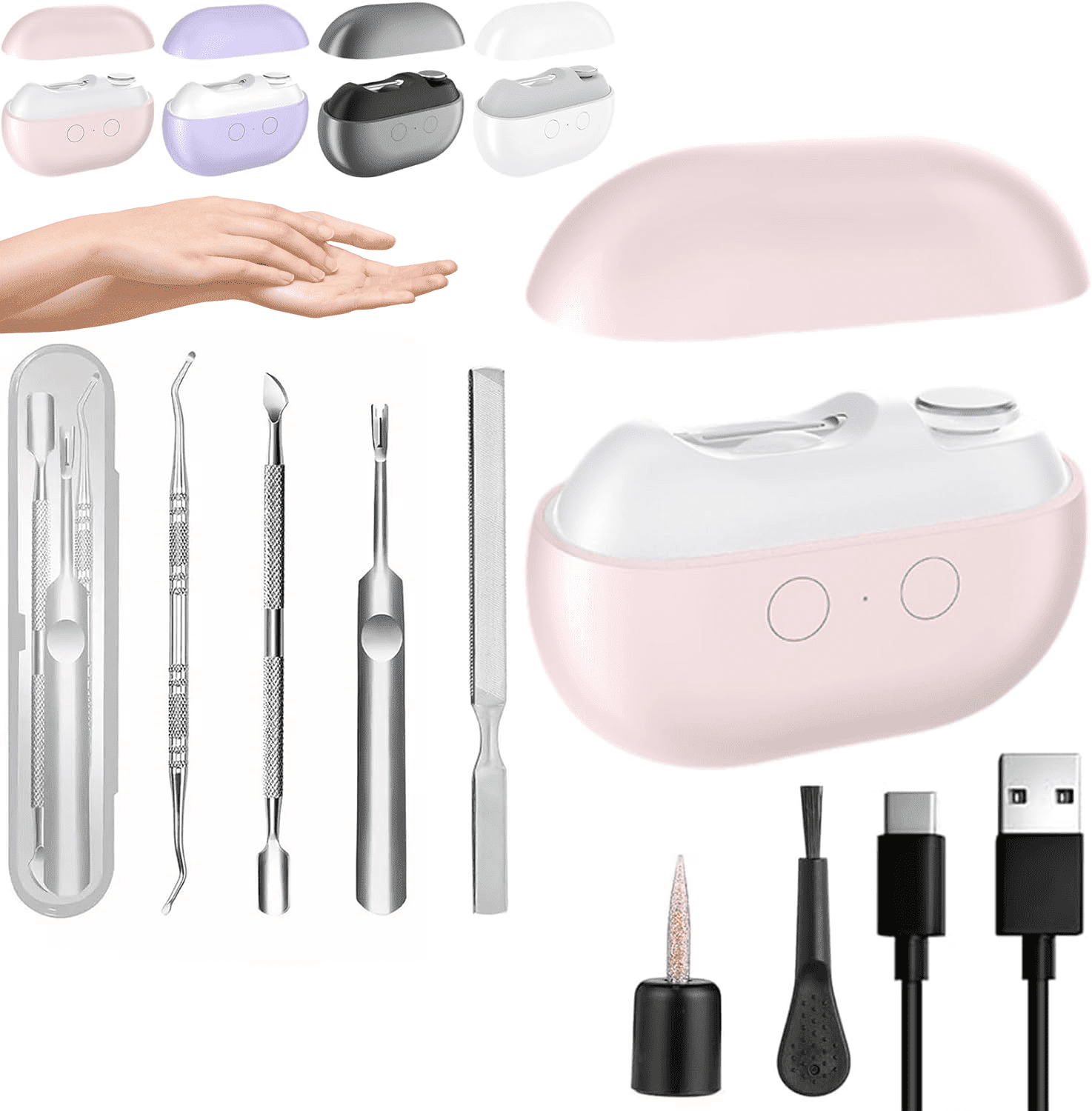 Smart Nail Clipper - Integrated Shear/Grinding System, LED Safety Lighting, Toenail, Two ...