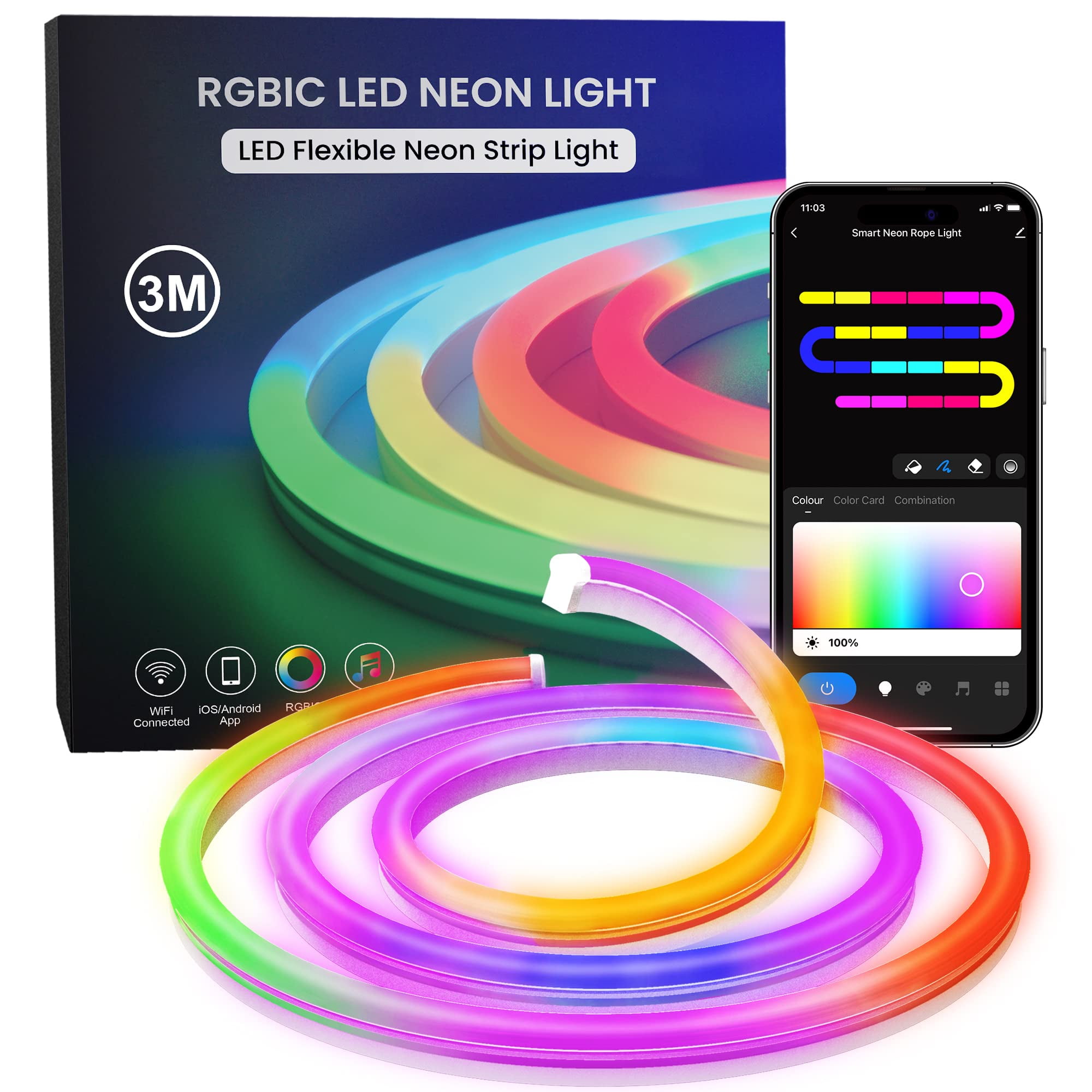 Indoor/Outdoor 10ft Plug-in Smart Neon Rope Light - Walmart.com